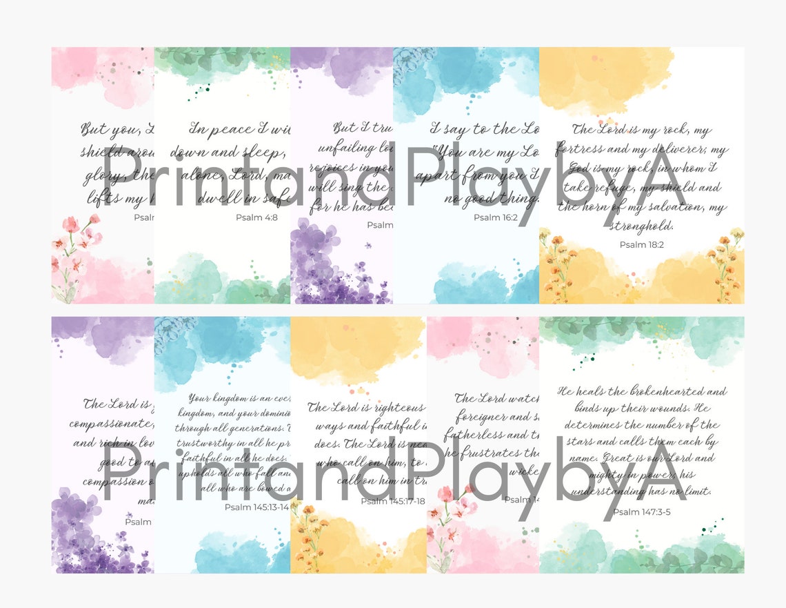 Floral Psalm Cards Printable | Encouragement - Motherhood - Scripture ...