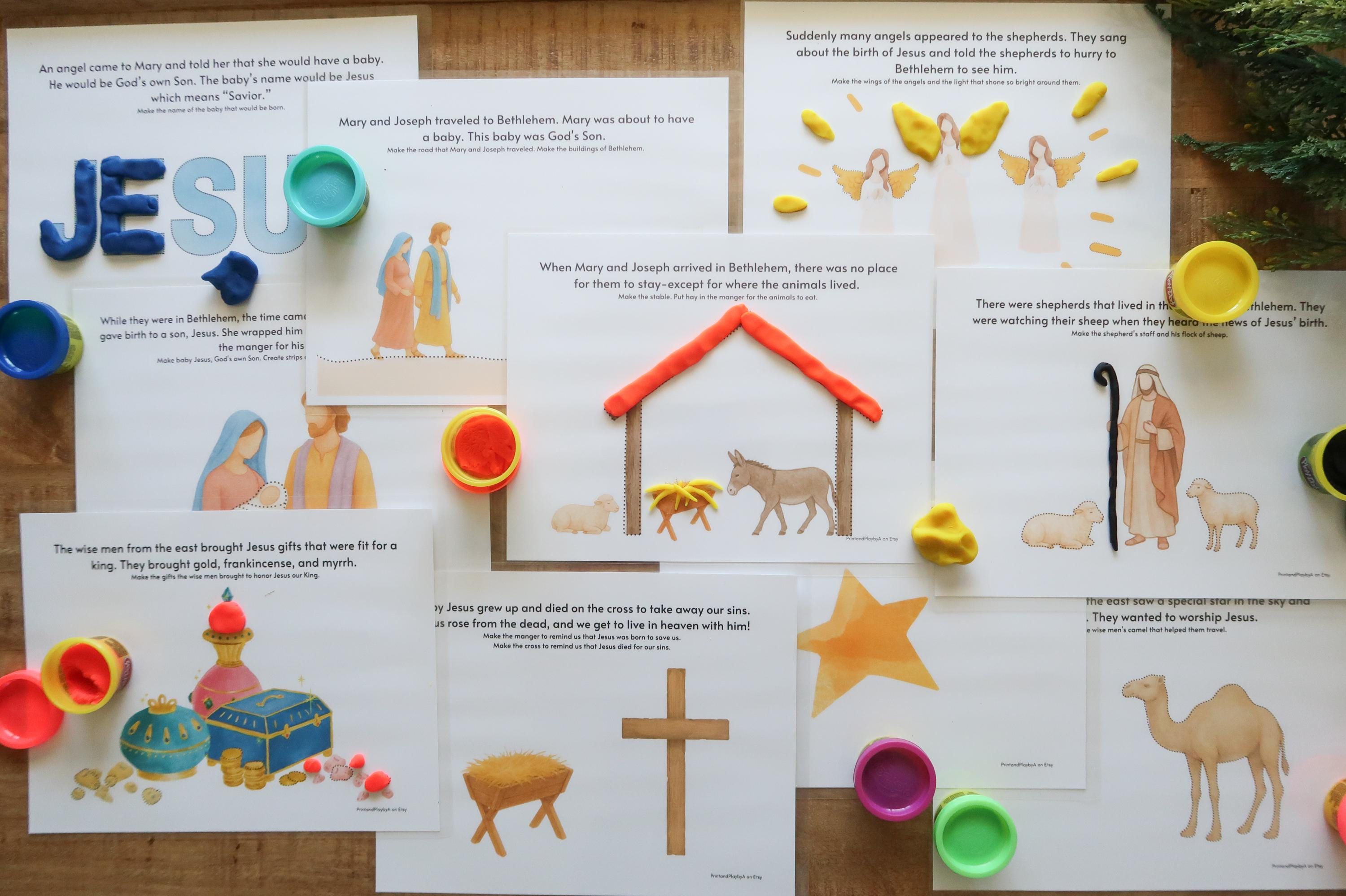 Christmas Story Playdough Mats | Printable | Jesus' Birth | Jesus is ...