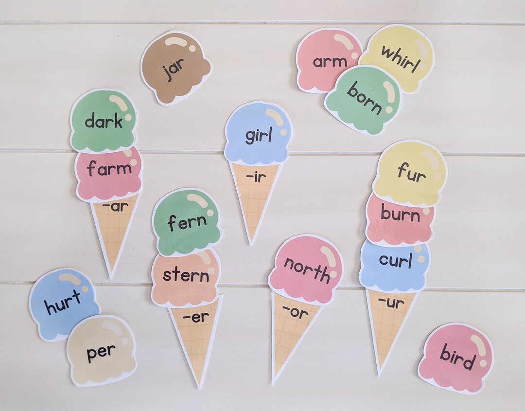 R Controlled Vowel Words Ice Cream Scoops (digital File) - Etsy