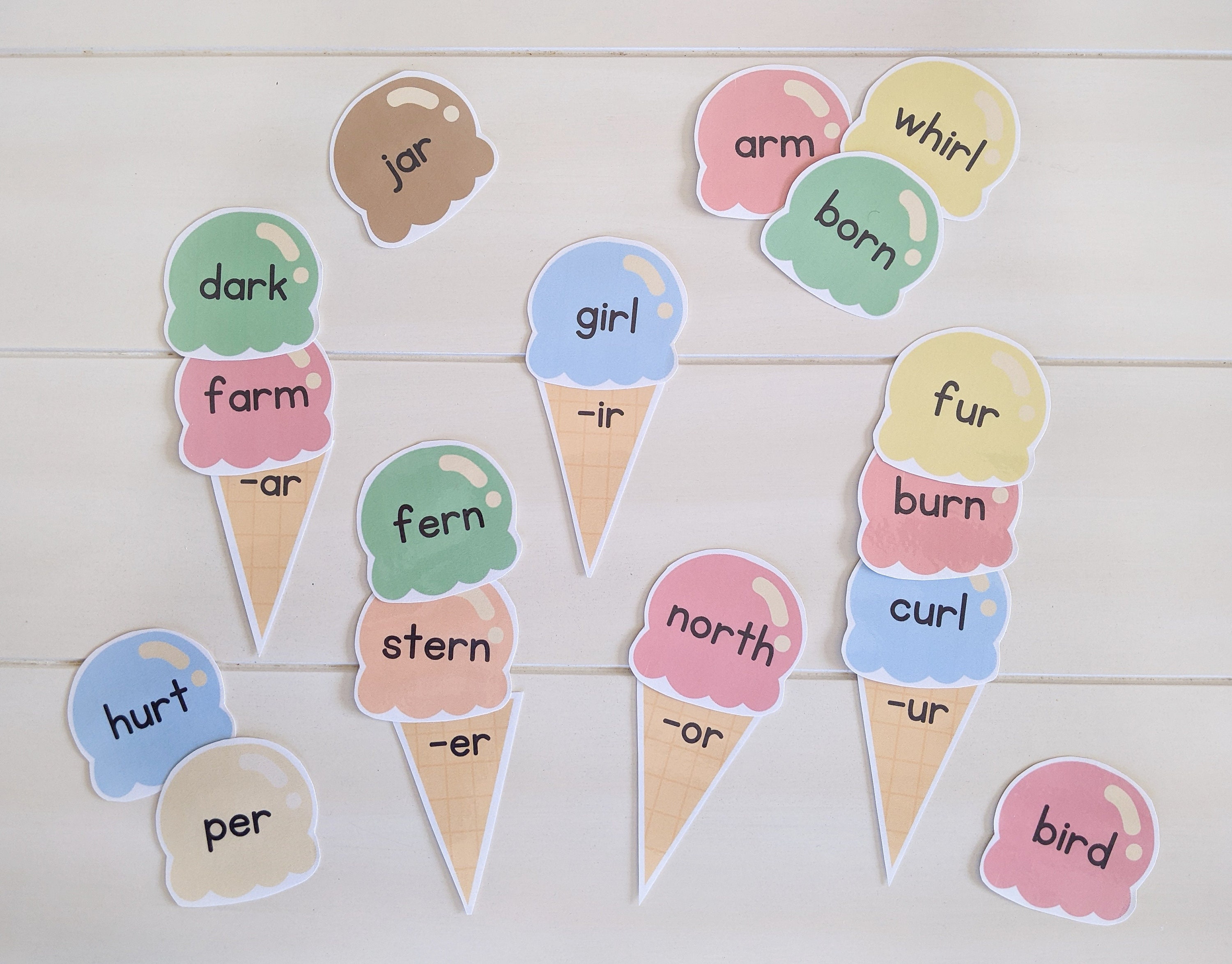 R Controlled Vowel Words Ice Cream Scoops (digital File) - Etsy
