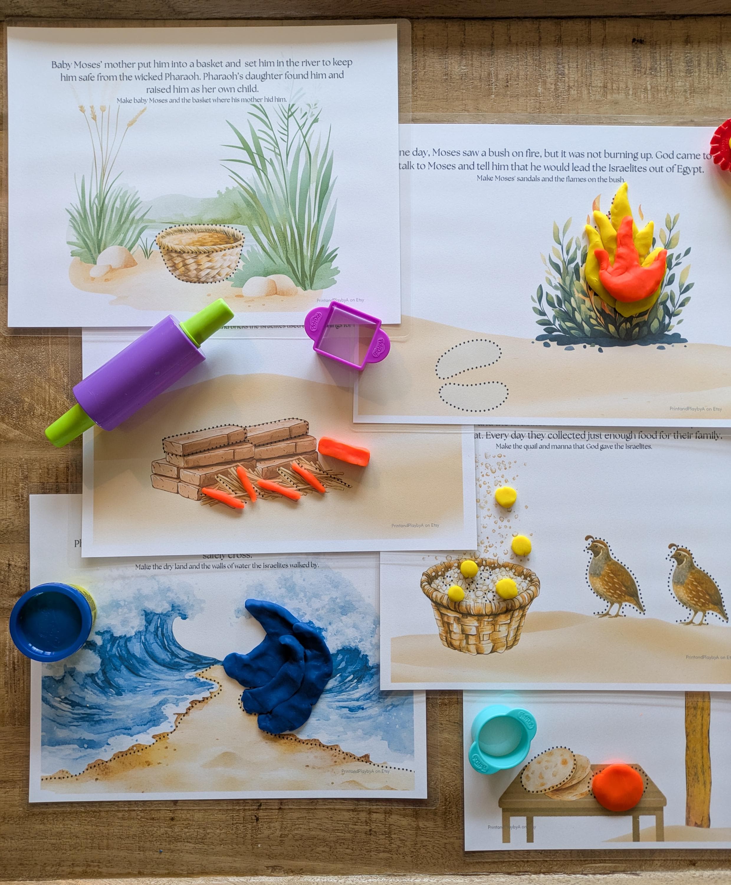 Moses Playdough Mats Printable | Bible Story Activity (PDF) - Etsy