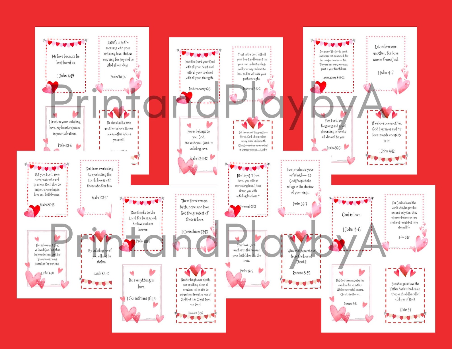 Christian Valentines Love Scripture Cards | Kids Valentine's Day Cards ...