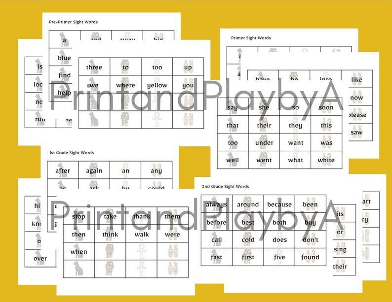 Printable Egyptian Theme Sight Word Practice (digital File) - Complete ...