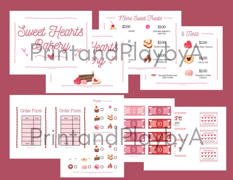Bakery & Coffee Shop Dramatic Play Printable | Valentine's Day (PDF) - Etsy