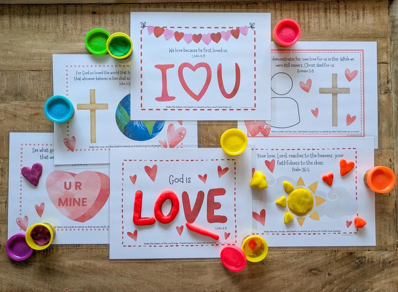 Christian Valentine's Day Playdough Mats | Printable Valentines for ...