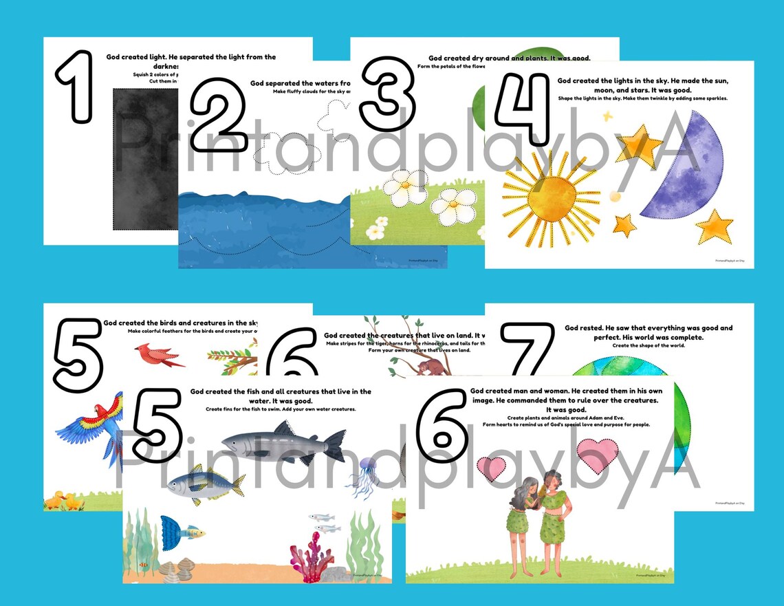 Days of Creation Playdough Mats | Instant Download | Printable | Bible ...