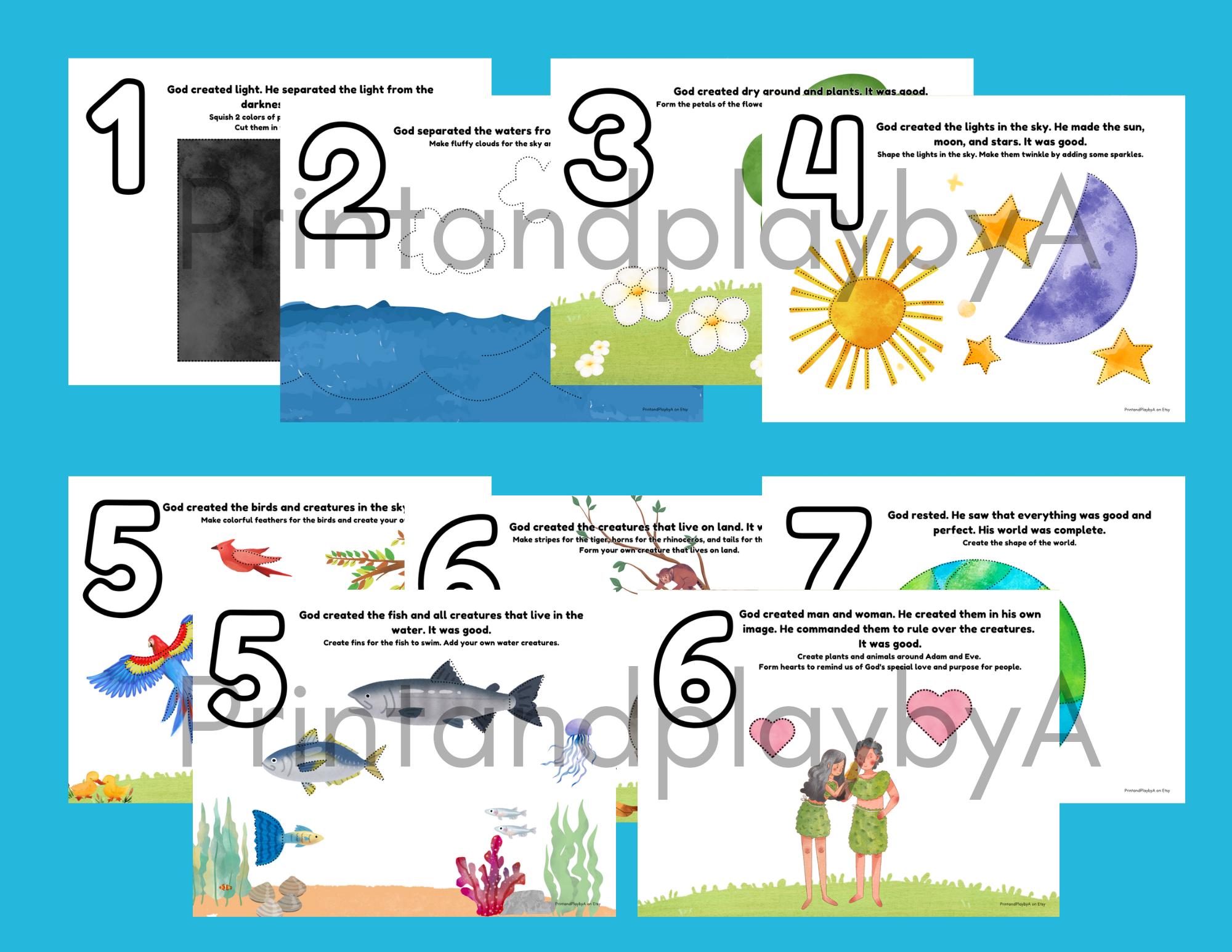 Days of Creation Playdough Mats | Instant Download | Printable | Bible ...