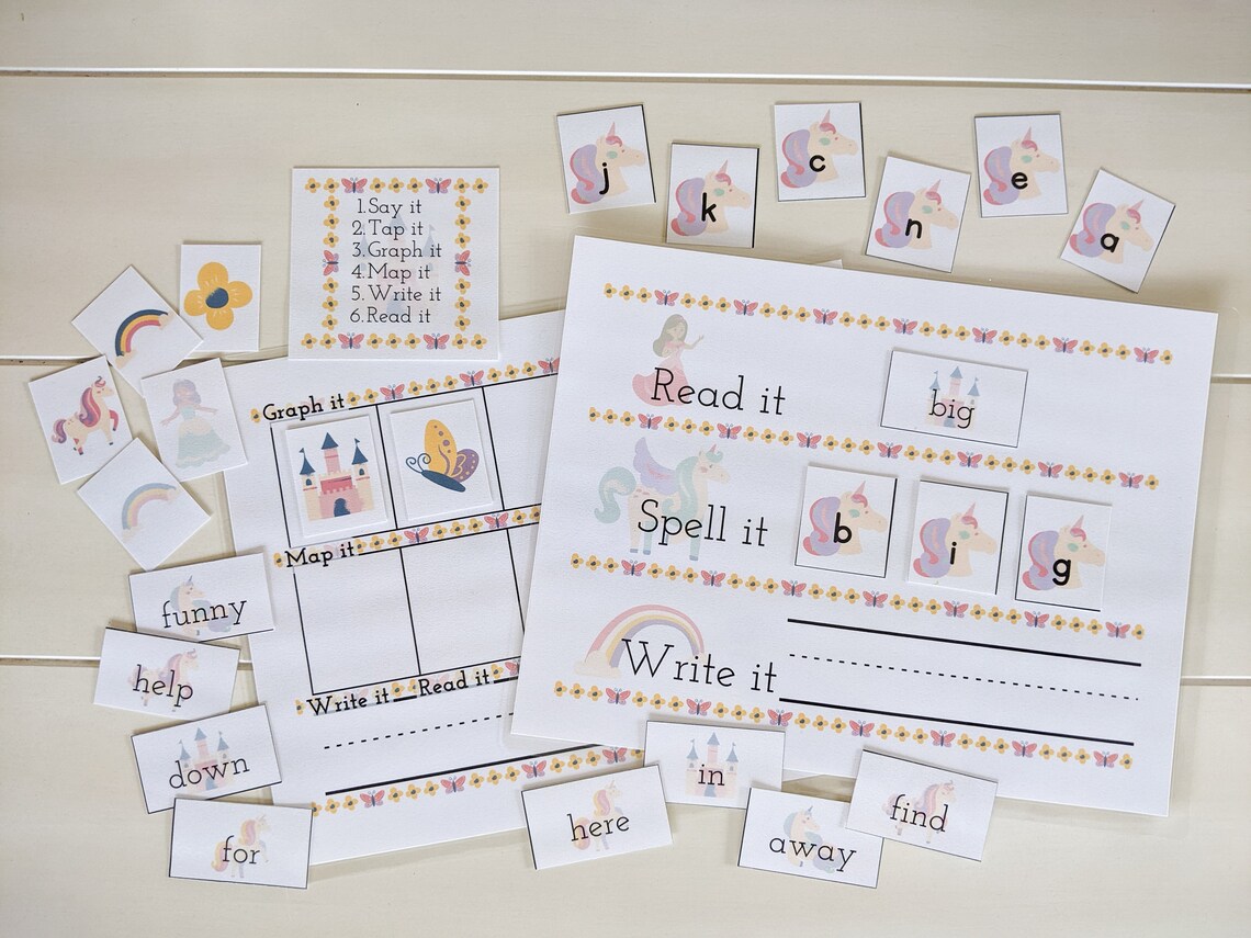 Unicorn & Princess Dolch Sight Word Practice Printable (digital File ...