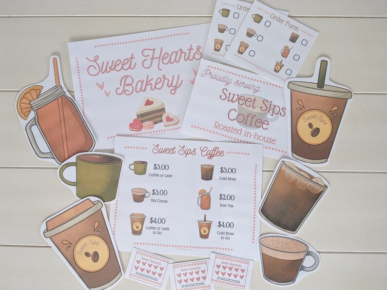 Bakery & Coffee Shop Dramatic Play Printable | Valentine's Day (PDF) - Etsy