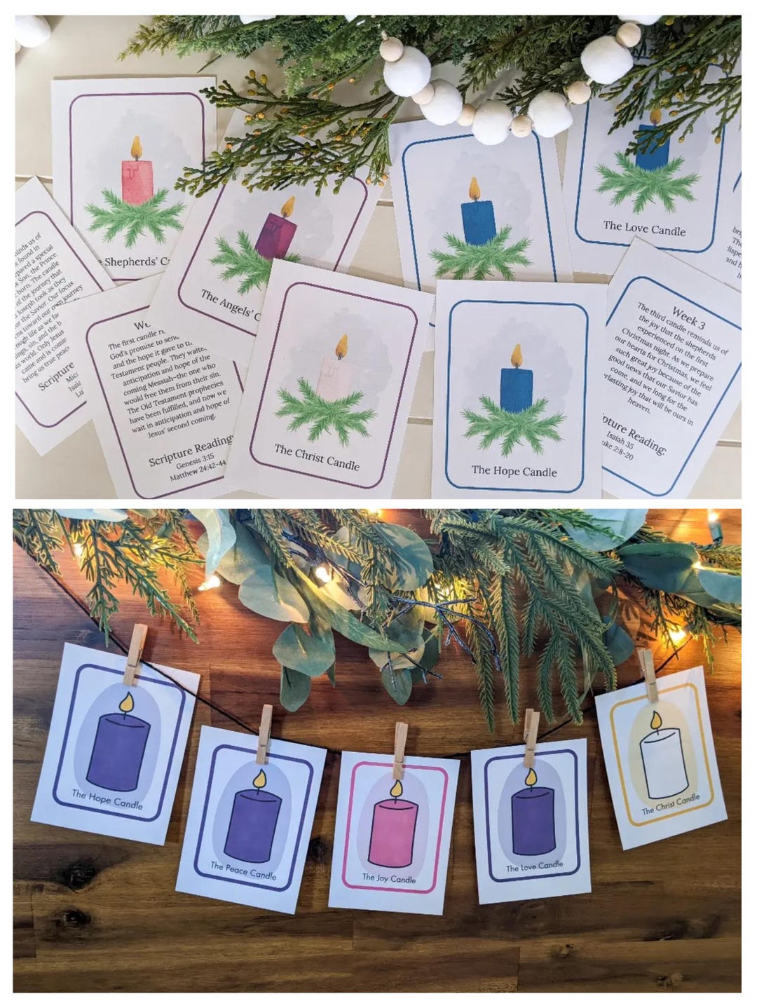 Advent Candle Card Bundle (BOTH SETS) Printable - Christmas Countdown ...