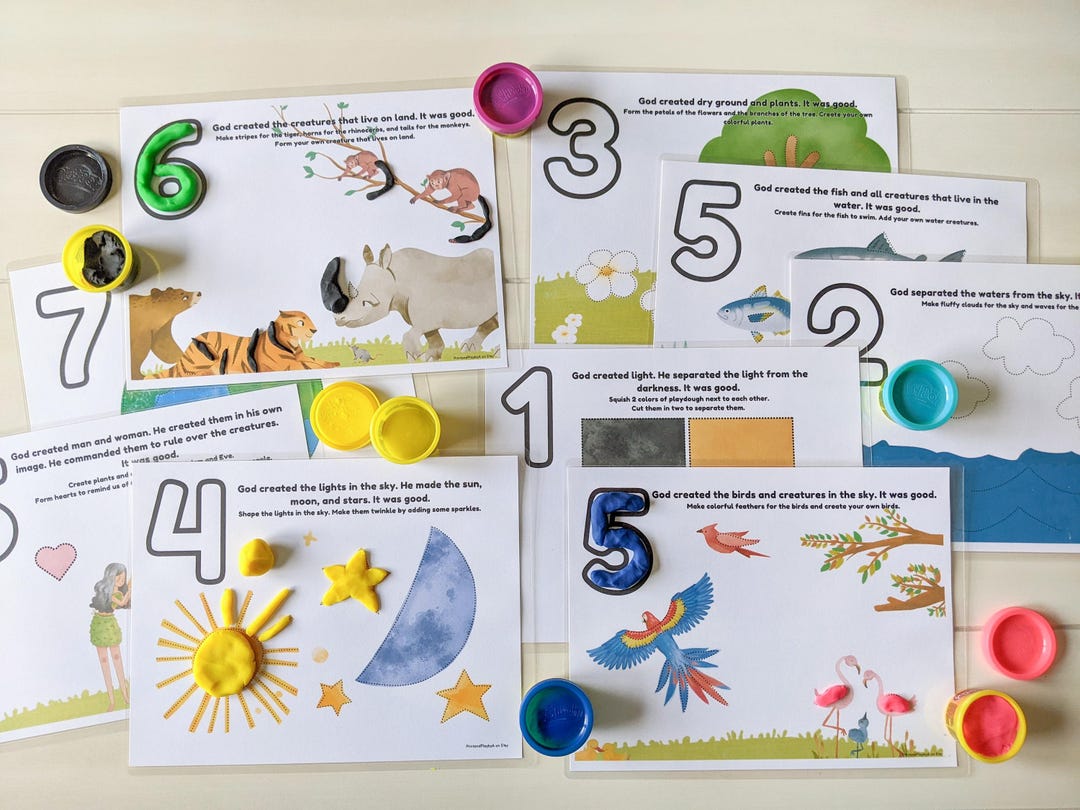 Days of Creation Playdough Mats | Instant Download | Printable | Bible ...