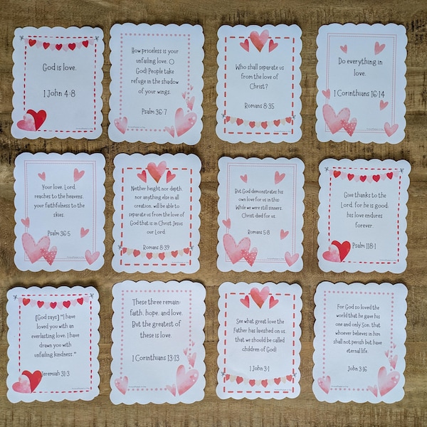 Christian Valentines Love Scripture Cards | Kids Valentine's Day Cards ...