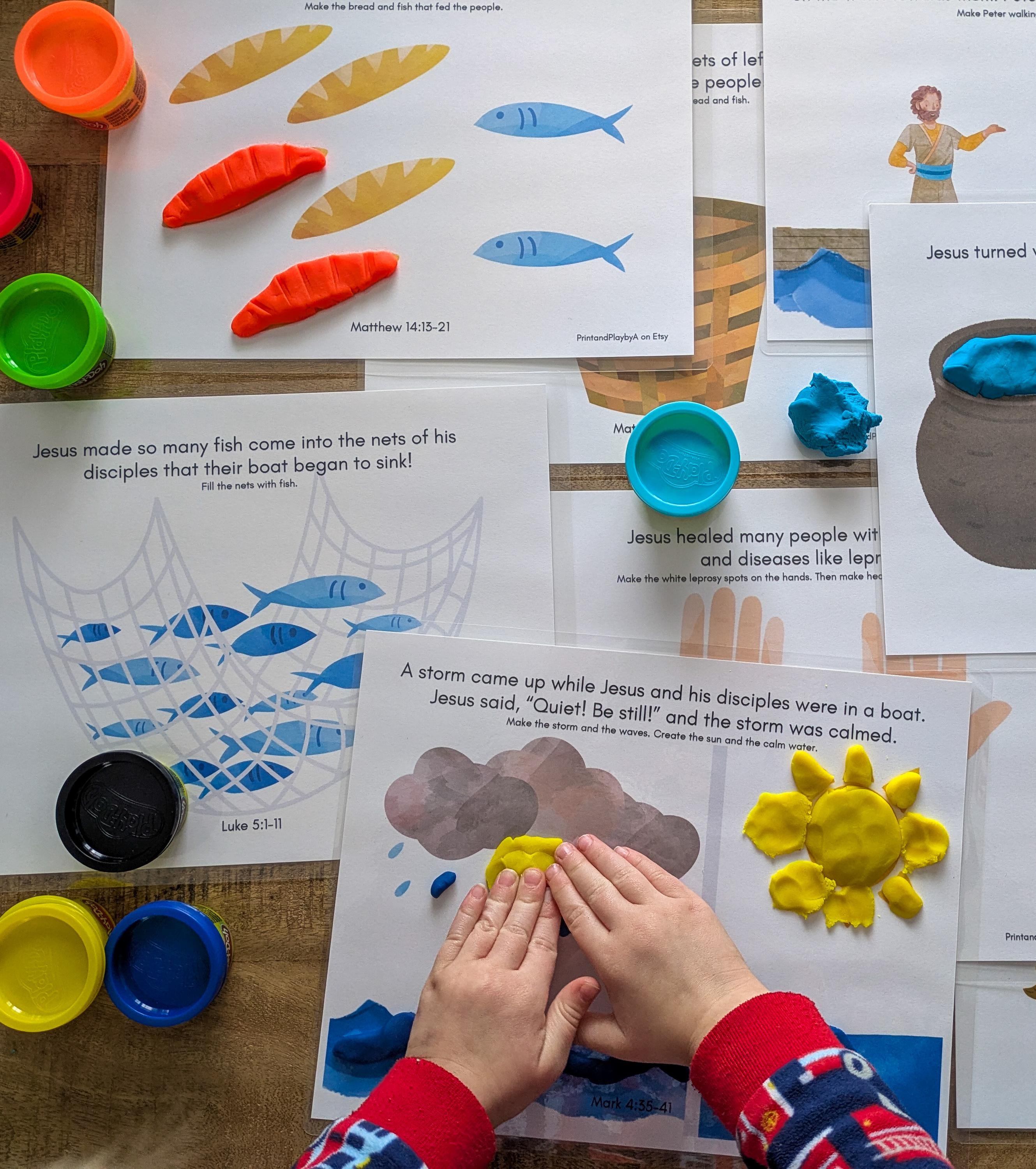 Miracles of Jesus Playdough Mats Printable | Kids Bible Activity ...