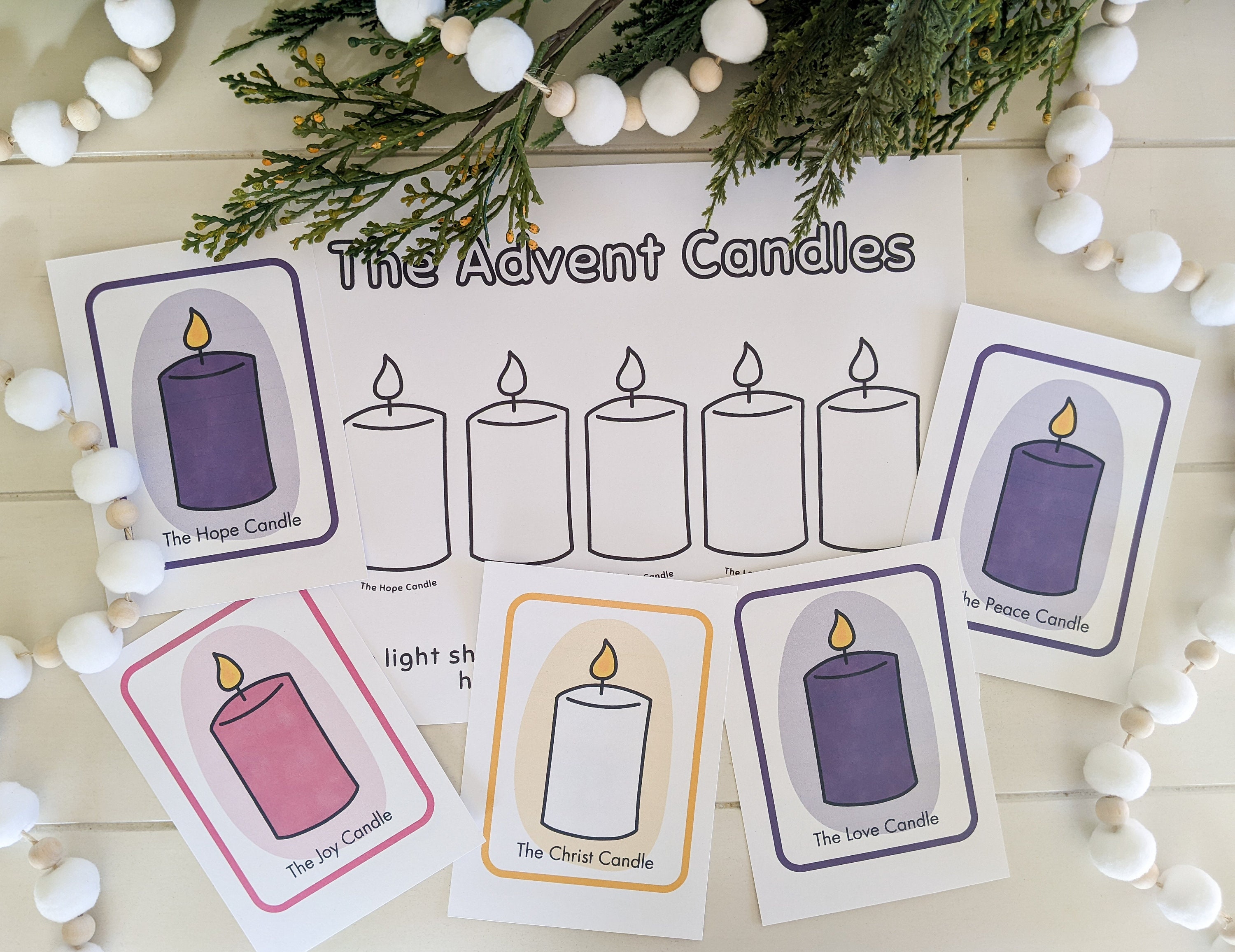 Advent Candle Cards (younger Children) Printable - Advent Wreath ...