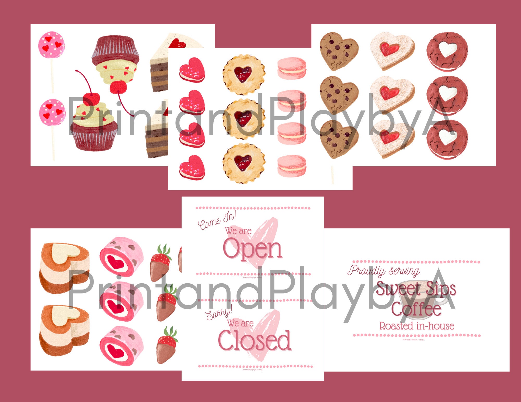 Bakery & Coffee Shop Dramatic Play Printable | Valentine's Day (PDF) - Etsy
