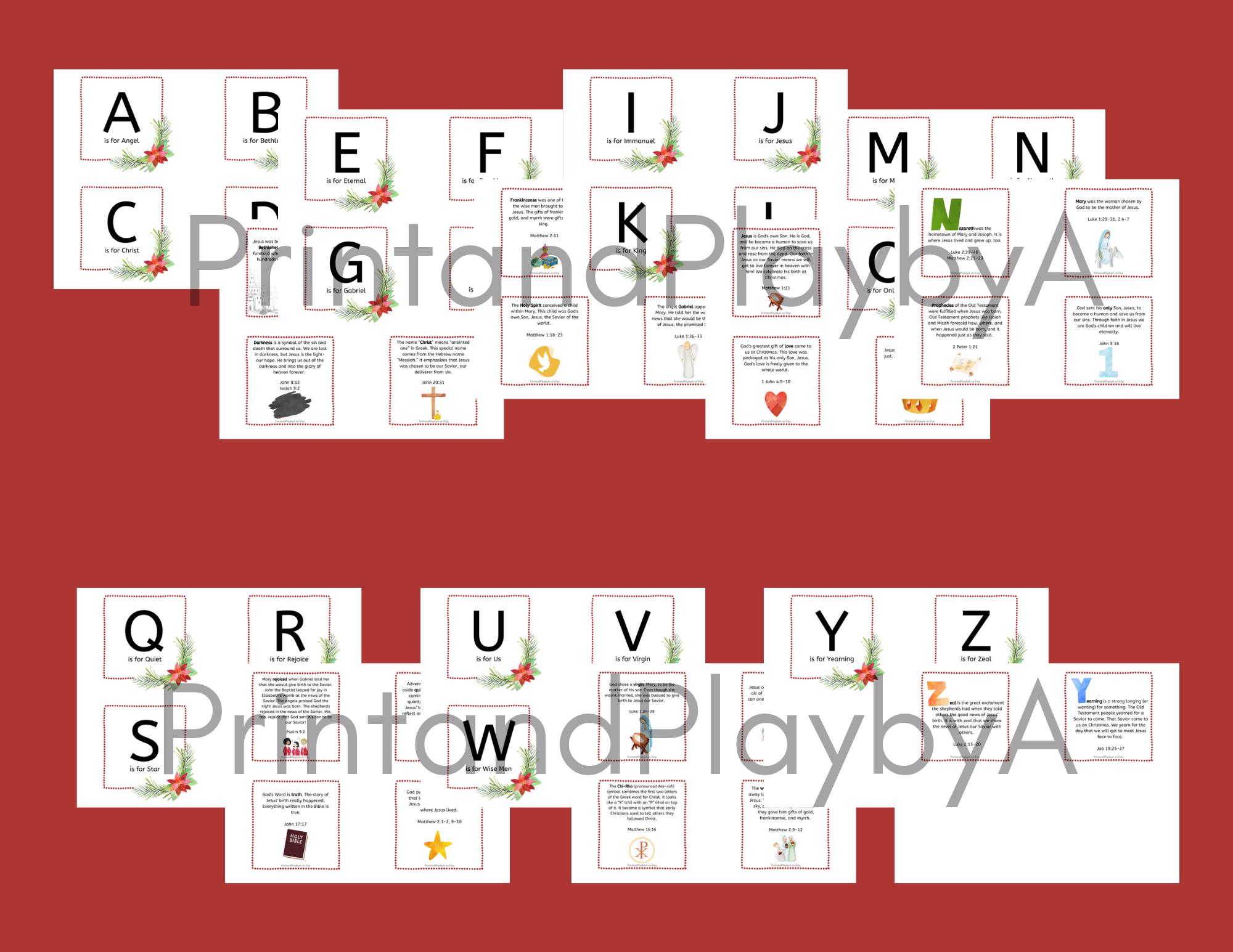 Christmas Alphabet Cards Printable | Abcs of Advent | Homeschool ...