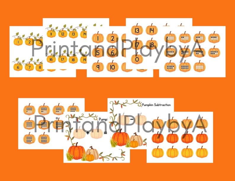 Pumpkin Letters and Numbers Printable PDF - Preschool - Fall - Counting ...