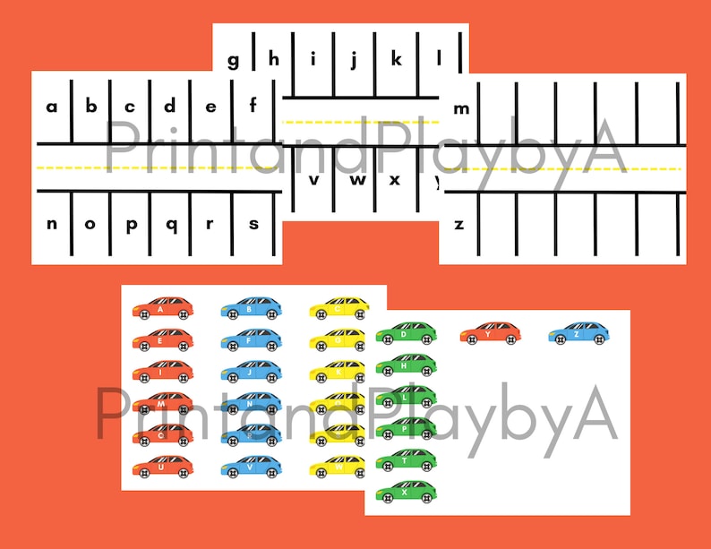 Car Parking Upper and Lowercase Letter Match Printable (digital File ...