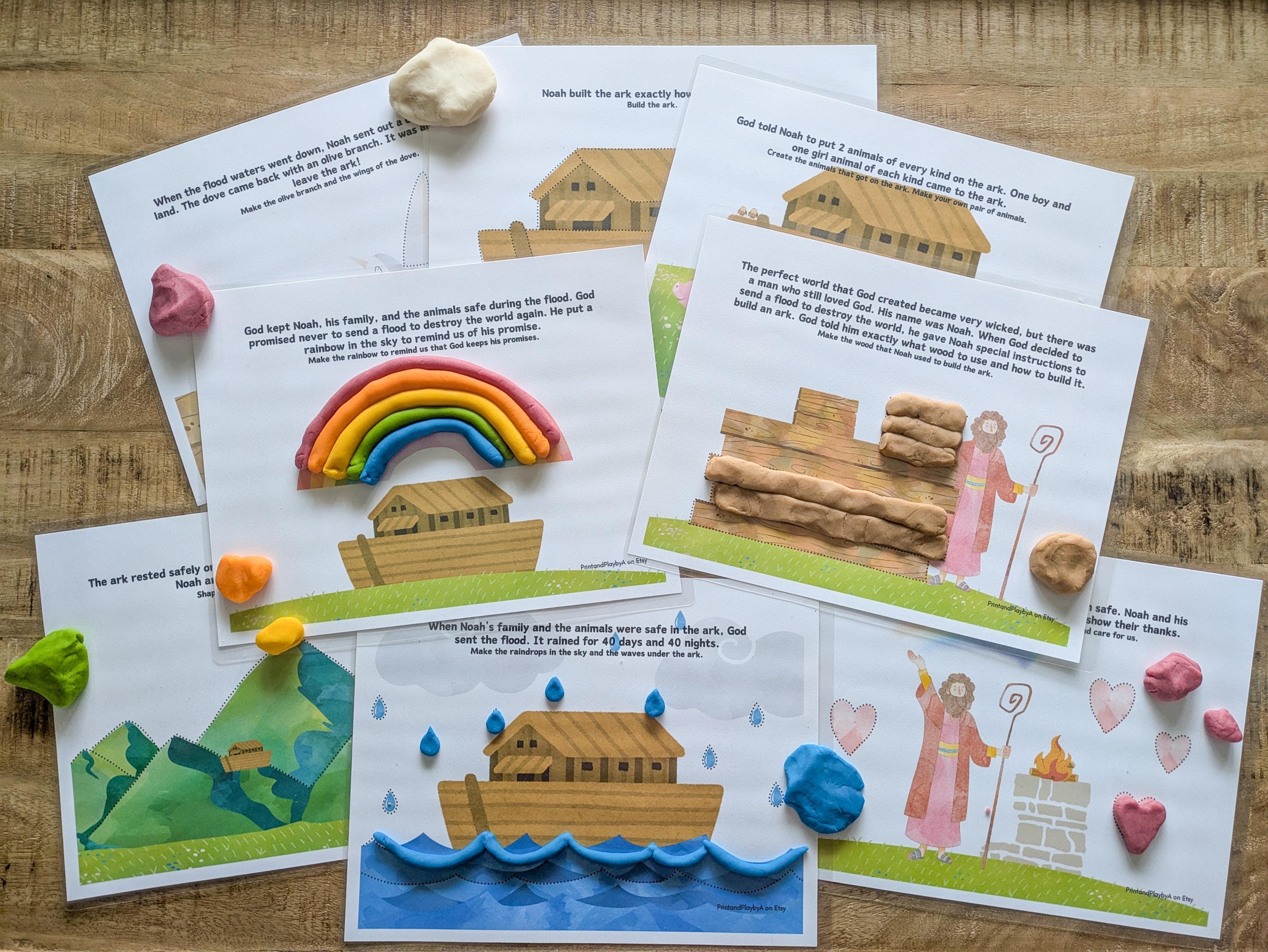 Noah's Ark Playdough Mats Printable | Flood | Bible Story | Homeschool ...