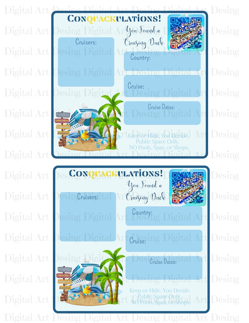 Cruise Duck Tags, Cruise Tags, Cruising Duck Tags, Island Cruising Duck ...