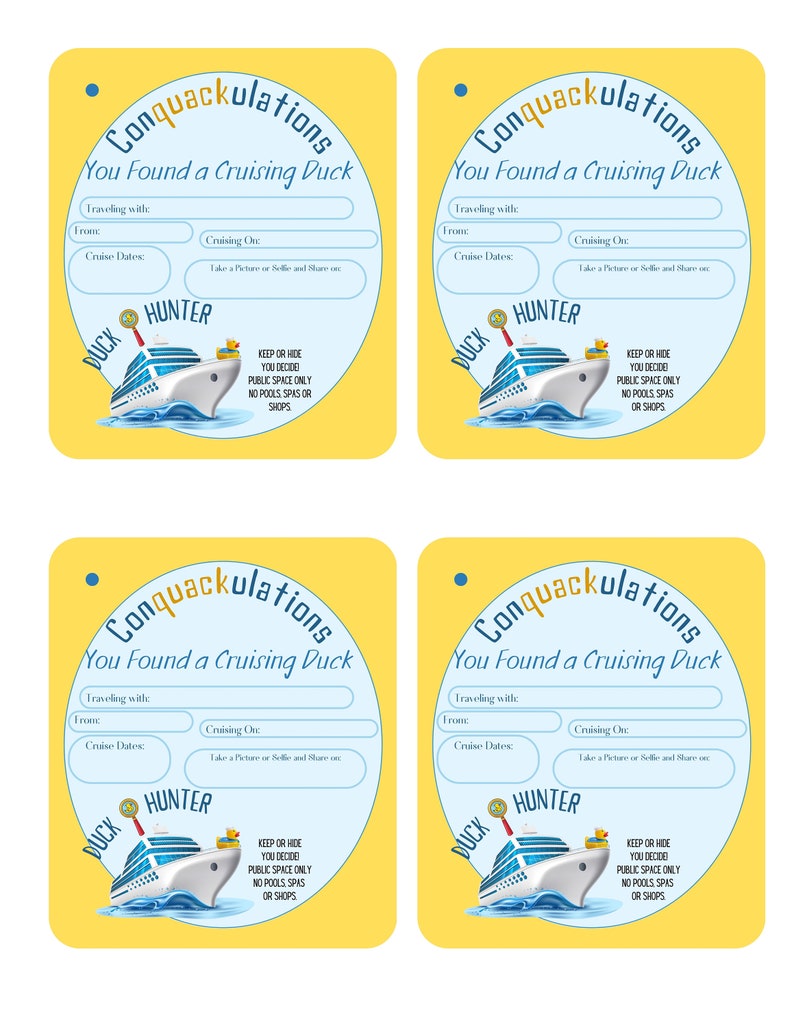 Cruising Duck Tags Cruising Tags Island Cruising Duck Tags - Etsy