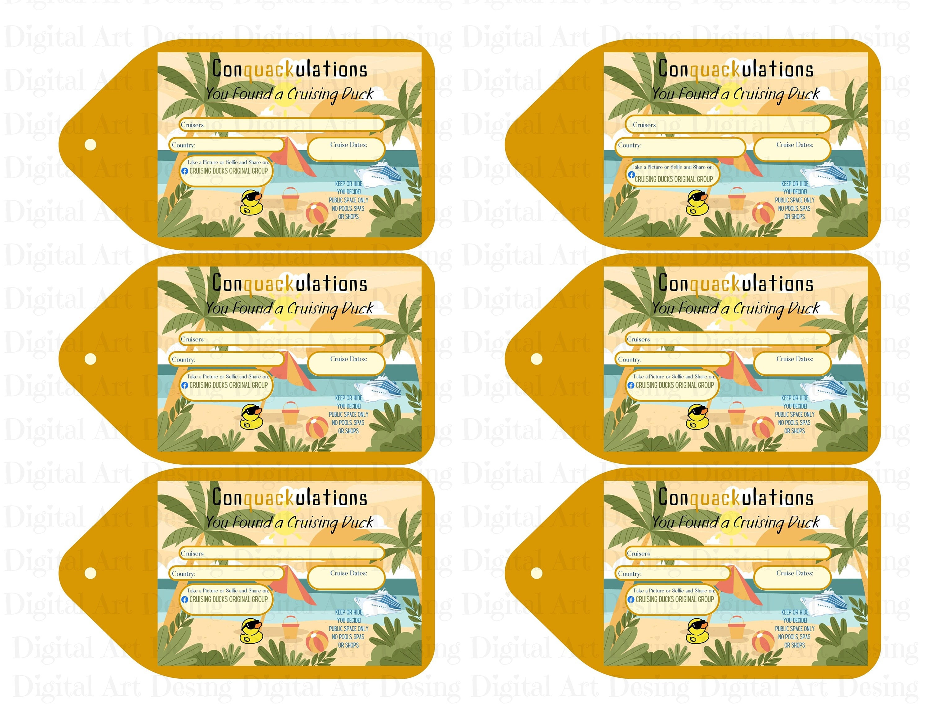 Cruising Ducks Tags, Cruising Tags, Island Cruising Duck Tags, Cruise ...