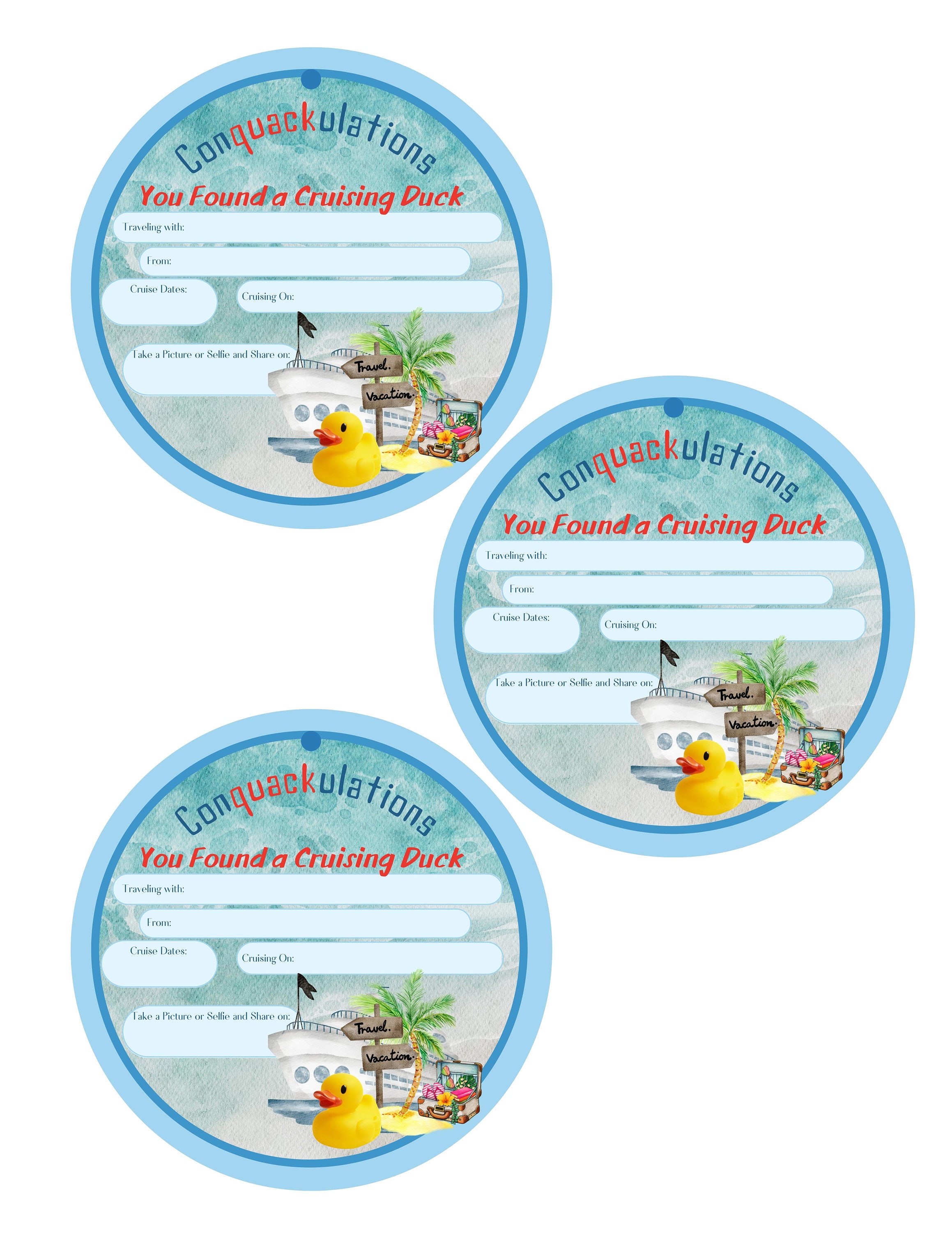 Cruising Duck Tags Cruising Tags Island Cruising Duck Tags - Etsy