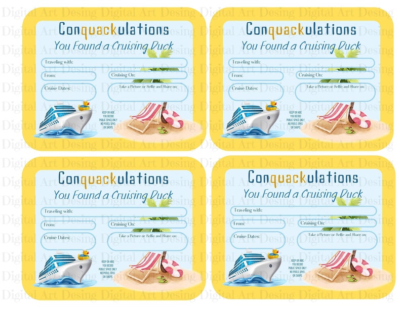 Cruising Duck Tags, Cruising Tags, Island Cruising Duck Tags, Cruise ...