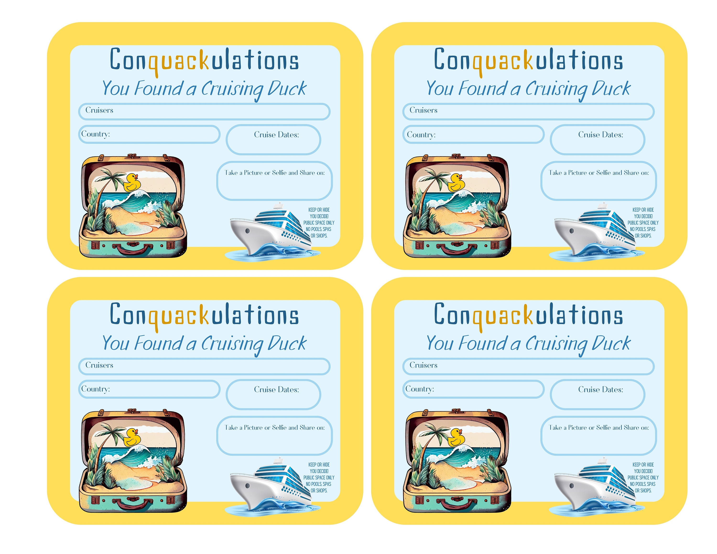 Cruising Duck Tags, Cruising Tags, Island Cruising Duck Tags, Cruise ...