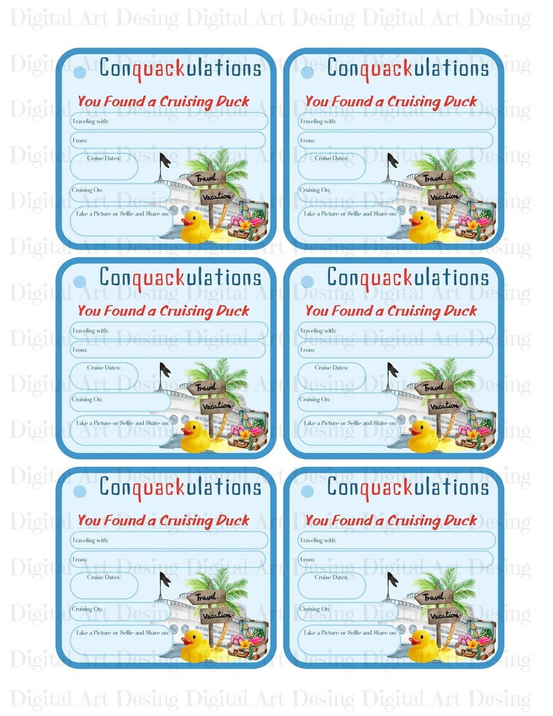 Cruising Duck Tags, Cruising Tags, Island Cruising Duck Tags, Cruise ...