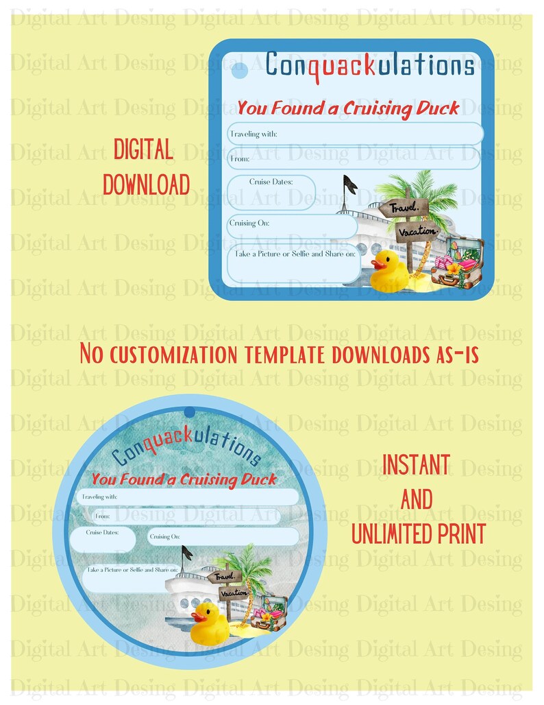 Cruising Duck Tags, Cruising Tags, Island Cruising Duck Tags, Cruise ...