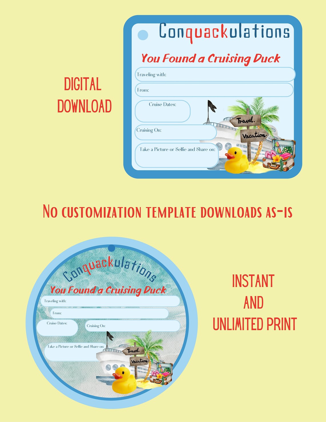 Cruising Duck Tags, Cruising Tags, Island Cruising Duck Tags, Cruise ...