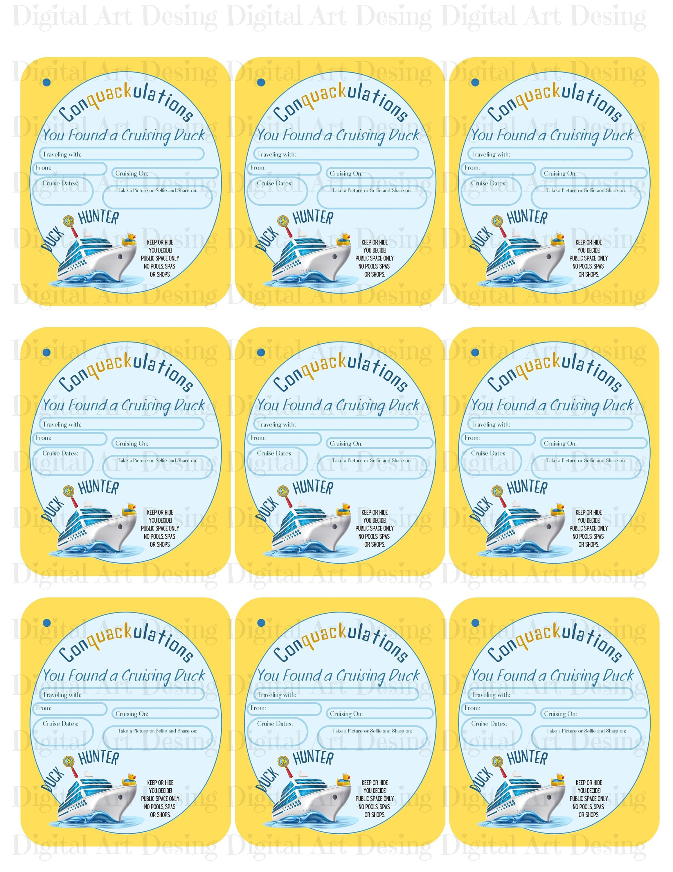 Cruising Duck Tags, Cruising Tags, Island Cruising Duck Tags, Cruise ...