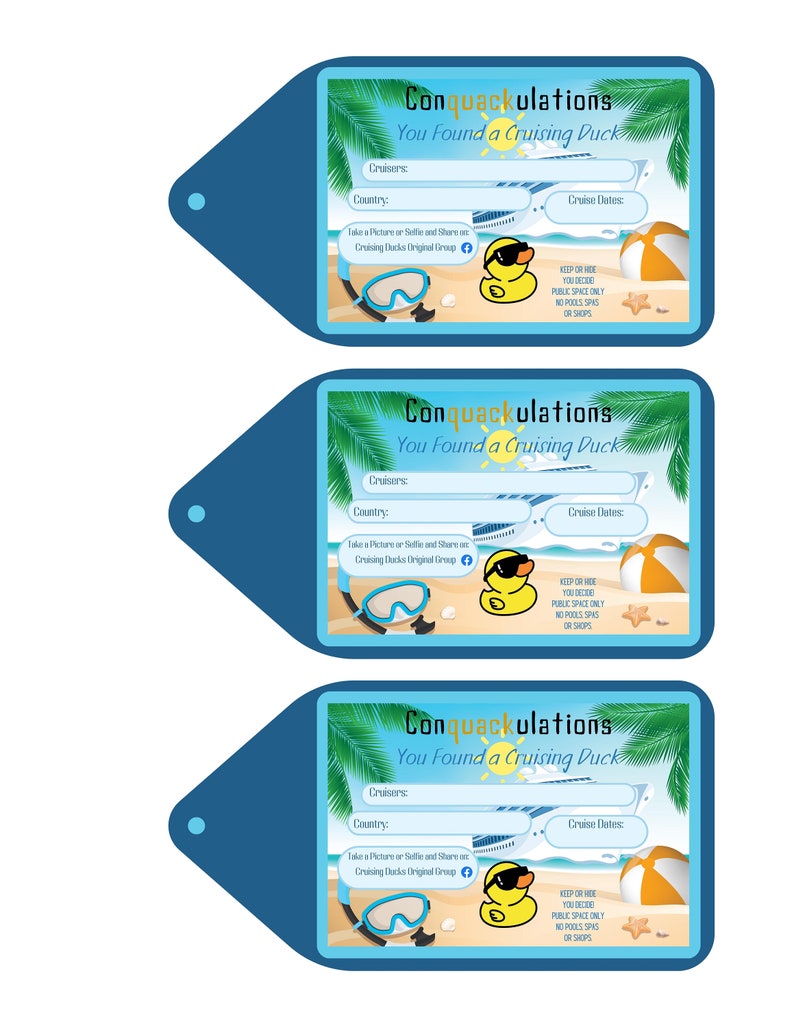 Cruise Duck Tags Cruise Tags Cruising Duck Tags Island - Etsy