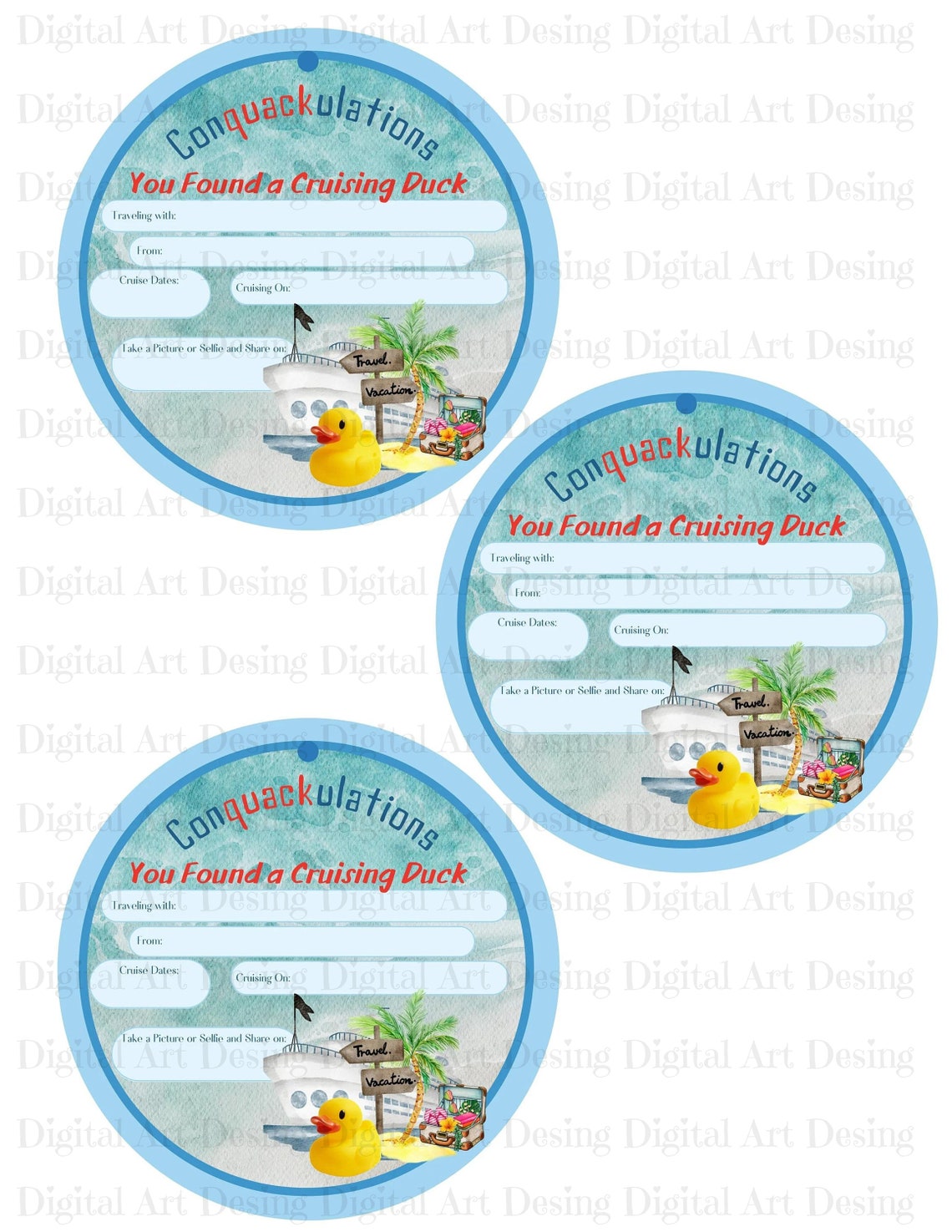 Cruising Duck Tags, Cruising Tags, Island Cruising Duck Tags, Cruise ...