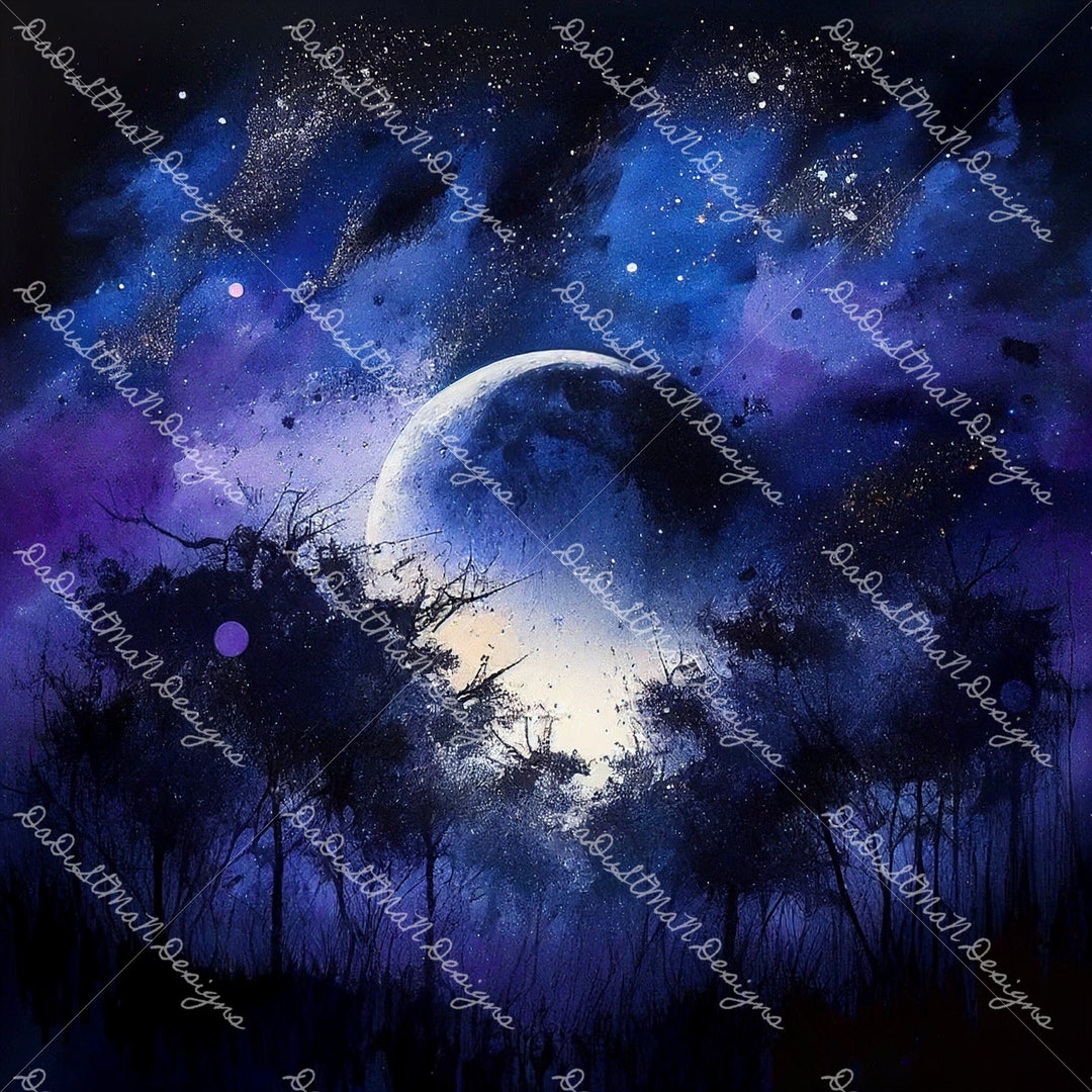 Midnight Dreamscape - Digital Art Print of a Starry Night Sky - Etsy