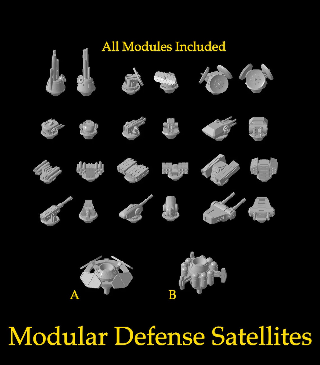 Modular Defense Satellites for Star Wars Armada or Display - Resin 3D ...