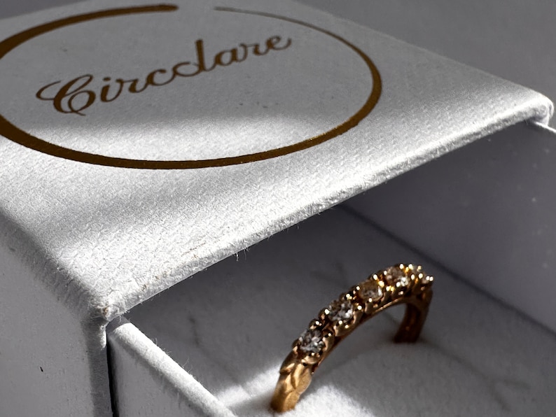 Sweetest Vintage Five Diamond 9ct Gold Wedding Eternity Ring Band Pinky ...