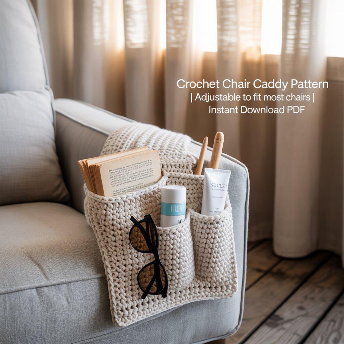Crochet Chair Caddy Pattern: DIY Storage Organizer (PDF Pattern) - Etsy