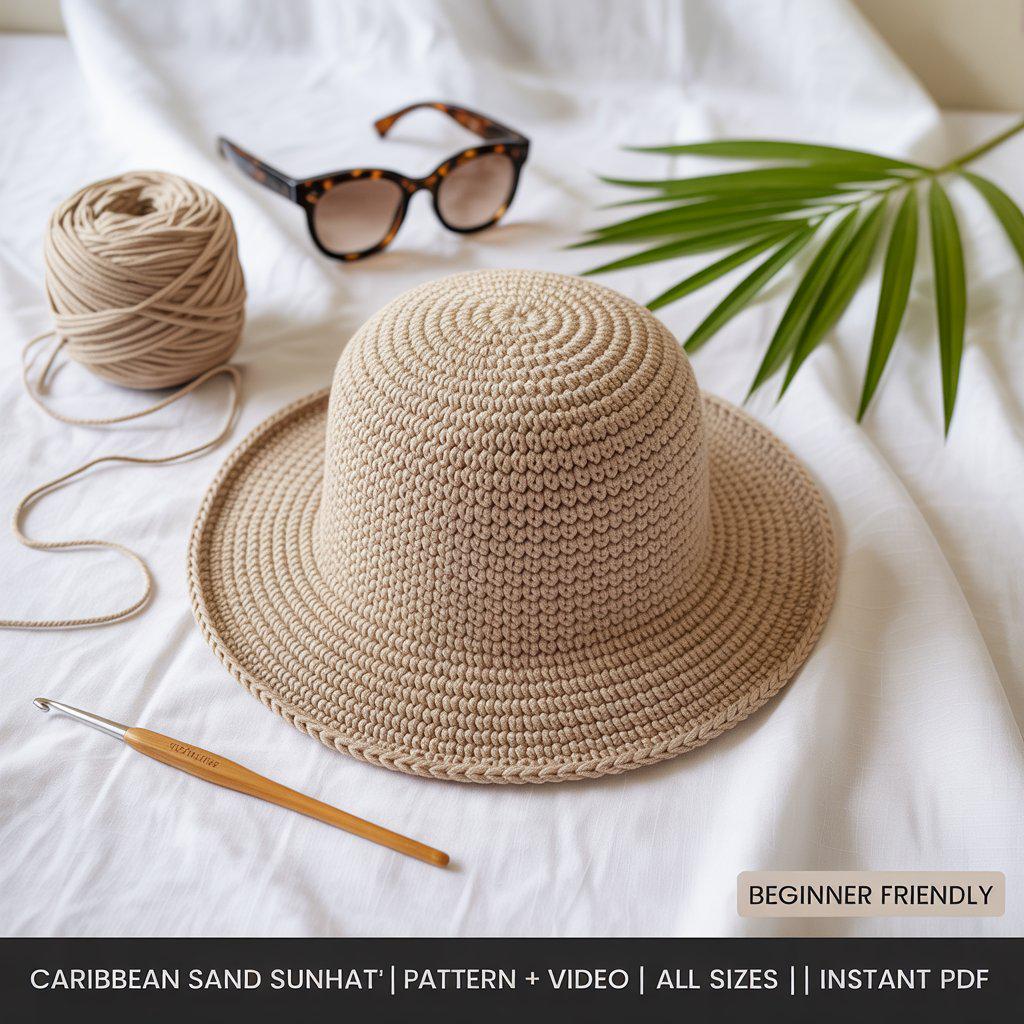 Caribbean Sand Sunhat Crochet Pattern Summer Beach Hat DIY | PDF ...