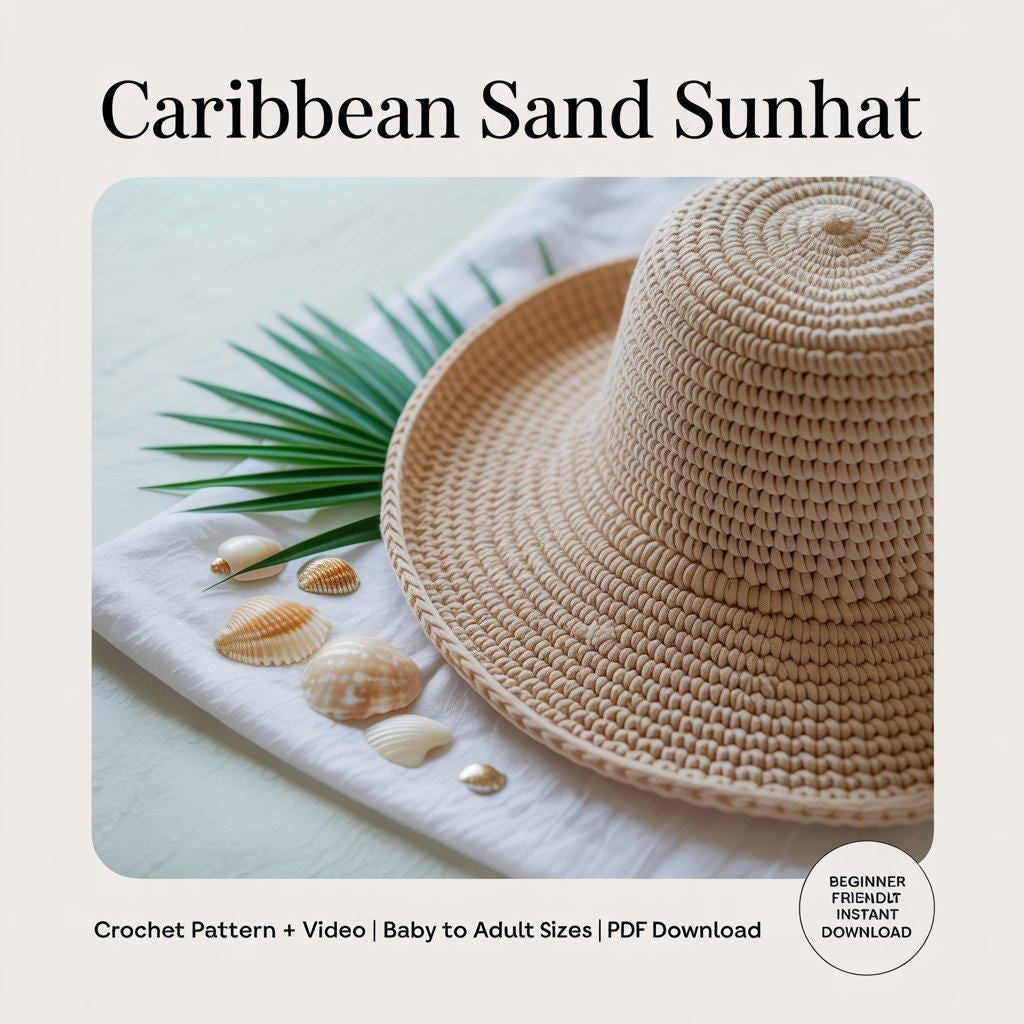 Caribbean Sand Sunhat Crochet Pattern Summer Beach Hat DIY | PDF ...