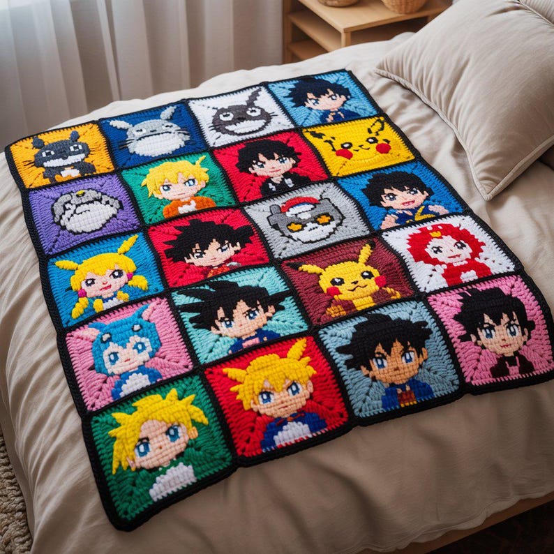Crochet Blanket Pattern – Anime Patchwork PDF + Word Digital Download ...