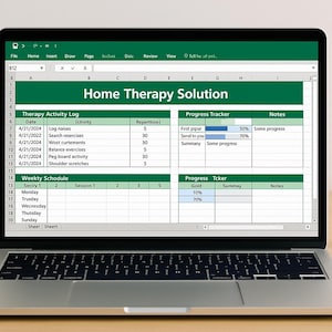 Home Therapy Tracker Excel Template: Rehab Schedule, Progress ...