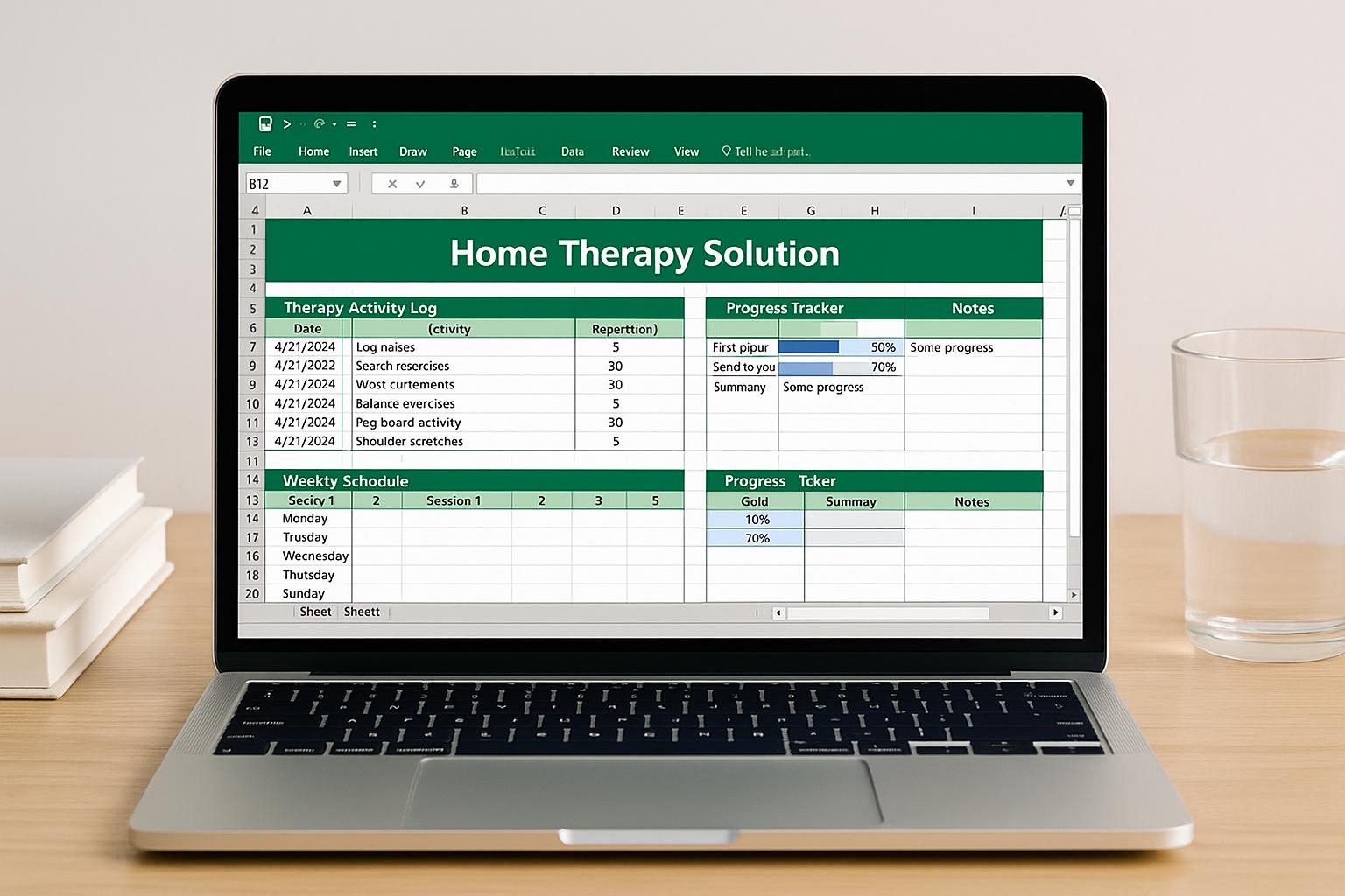 Home Therapy Tracker Excel Template: Rehab Schedule, Progress ...