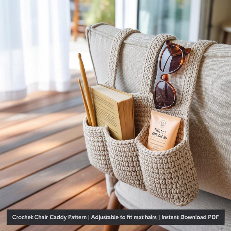 Crochet Chair Caddy Pattern: DIY Storage Organizer (PDF Pattern) - Etsy