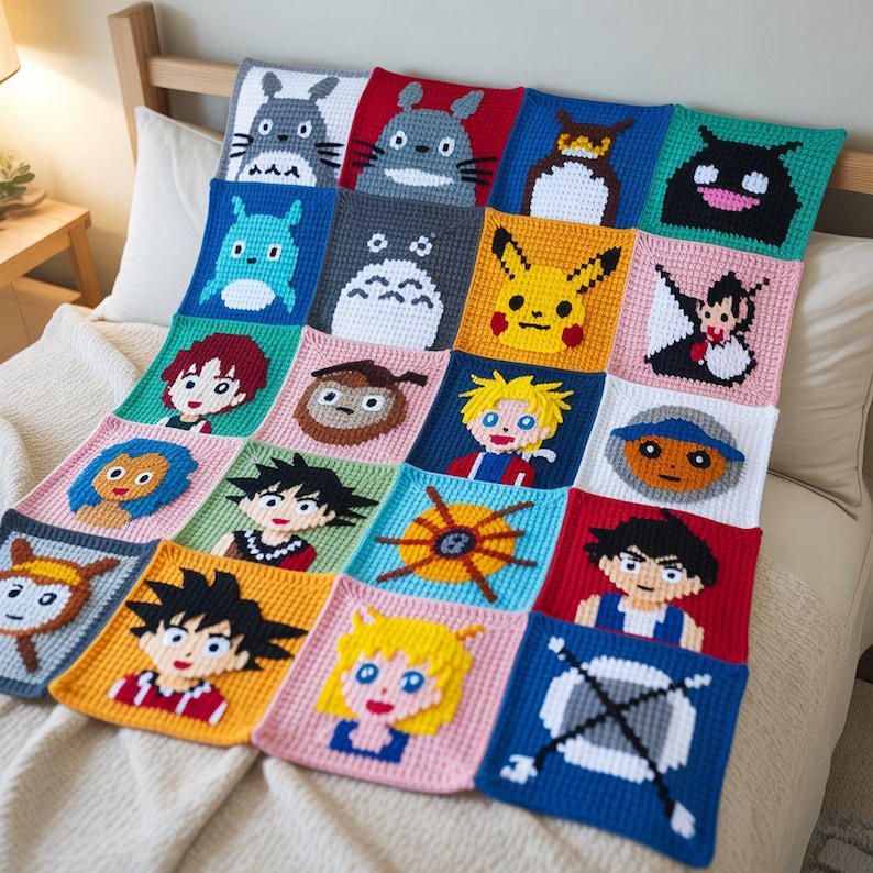 Crochet Blanket Pattern – Anime Patchwork PDF + Word Digital Download ...