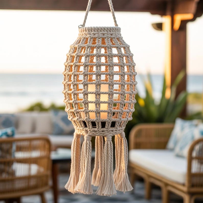 Boho Crochet Lampion Pattern | DIY Lantern Home Decor PDF + Word - Etsy