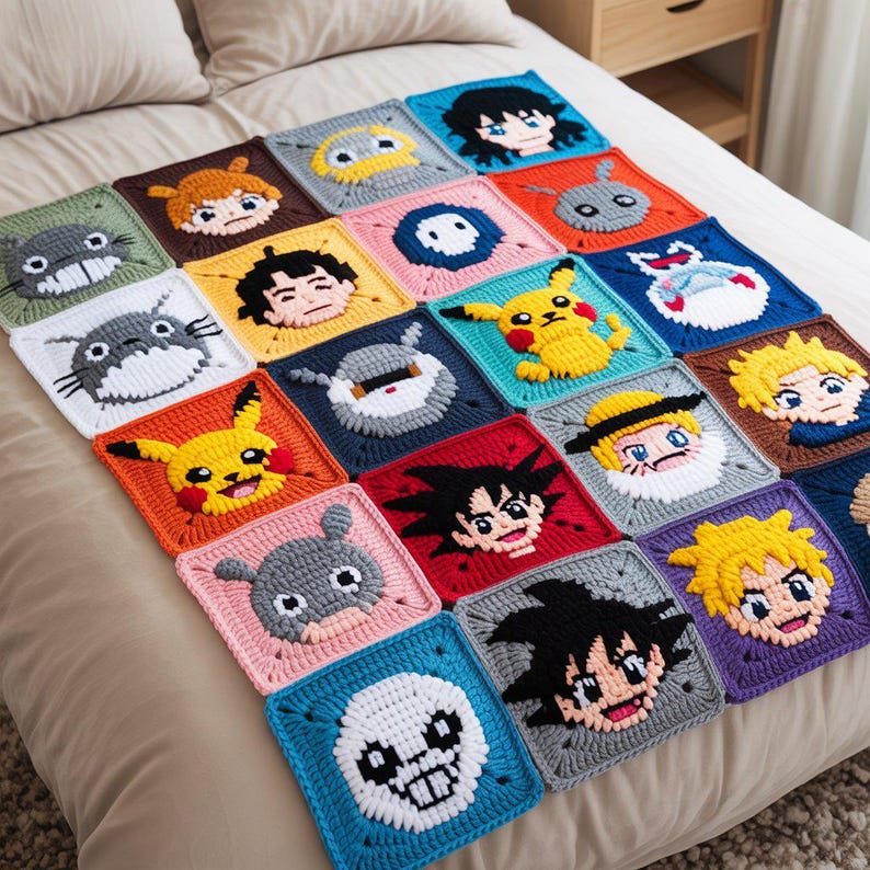 Crochet Blanket Pattern – Anime Patchwork PDF + Word Digital Download ...