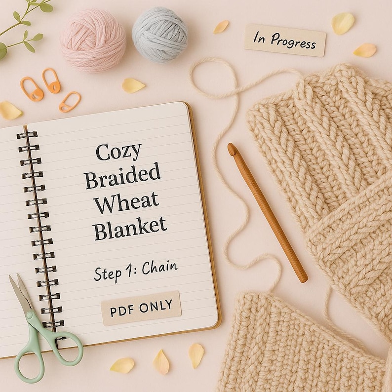 Braided Wheat Blanket Crochet Pattern: Easy Cable Texture Throw (PDF ...