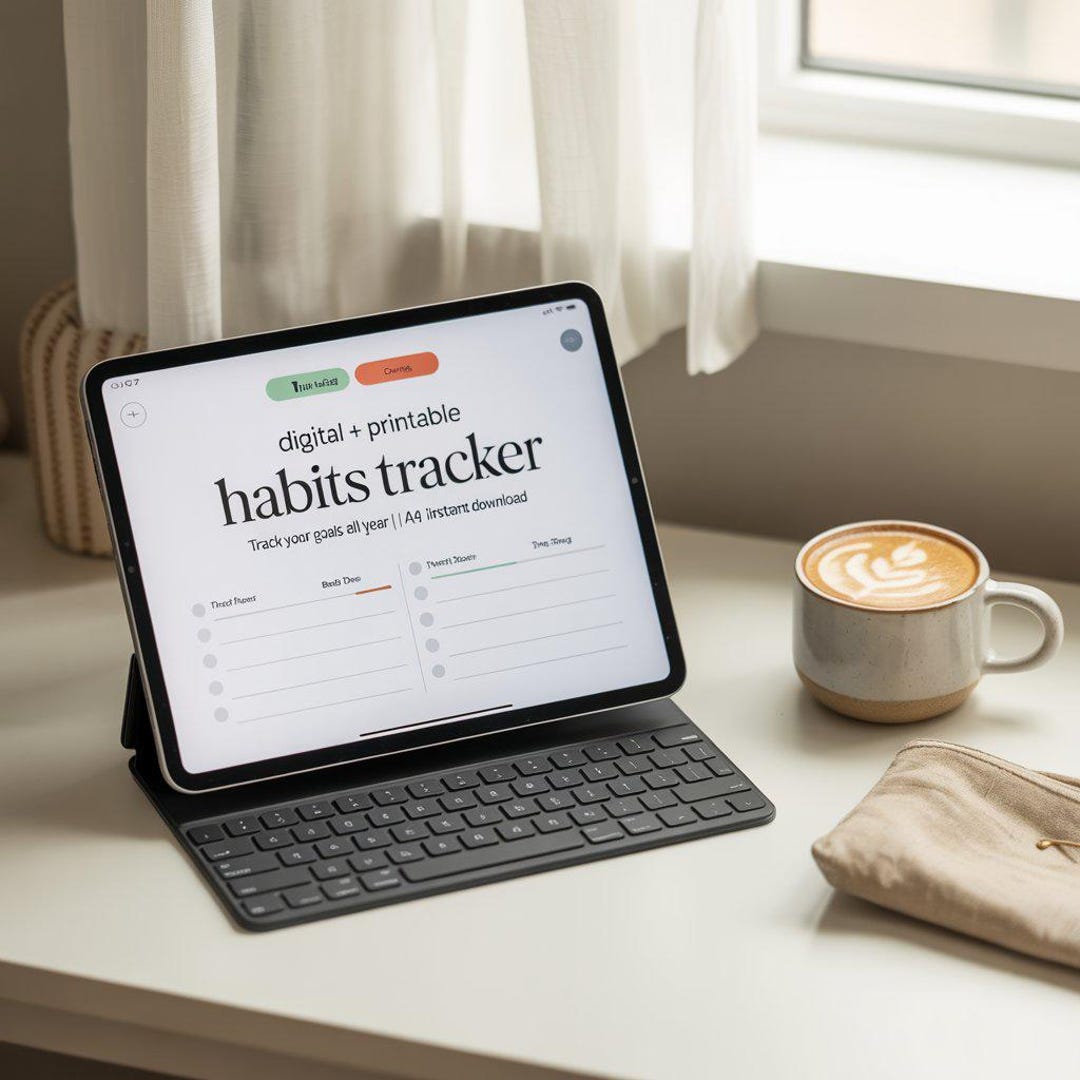 Clean Minimalist Yearly Habit Tracker | A4 Printable PDF | Simple Habit ...